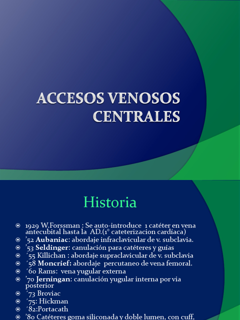 Accesos Venosos Centrales CLASE | PDF | Vena | Tórax