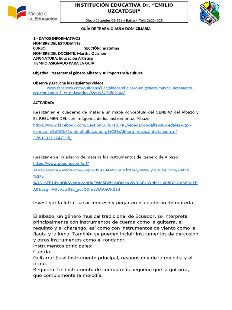 Instrumentos del Albazo Ecuatoriano | PDF | Instrumentos musicales ...