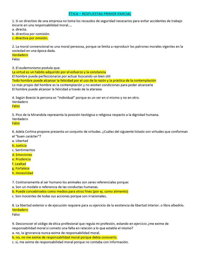 ETICA - Parciales y finales resueltos - 23052024 | PDF | Moralidad | Derechos humanos