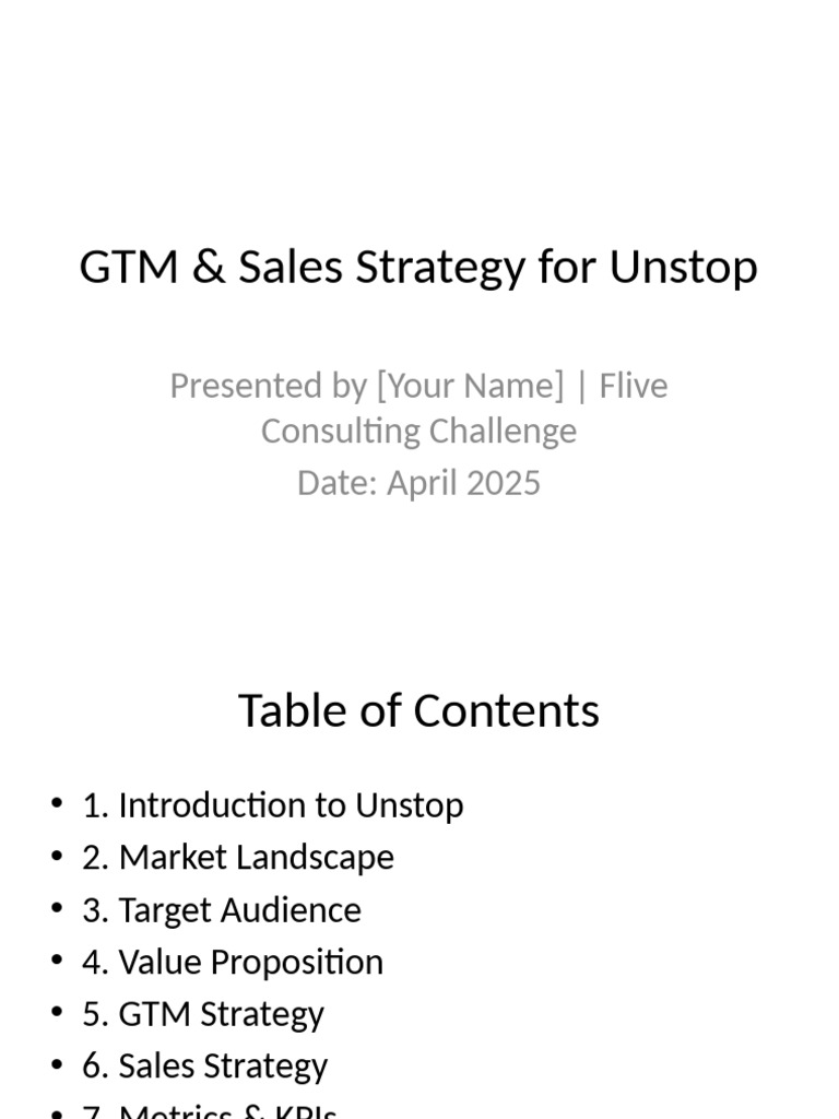 Unstop GTM Sales Strategy | PDF