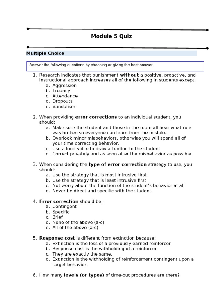 Behavior Module Module 5 Quiz - 508 | PDF | Reinforcement | Behaviorism