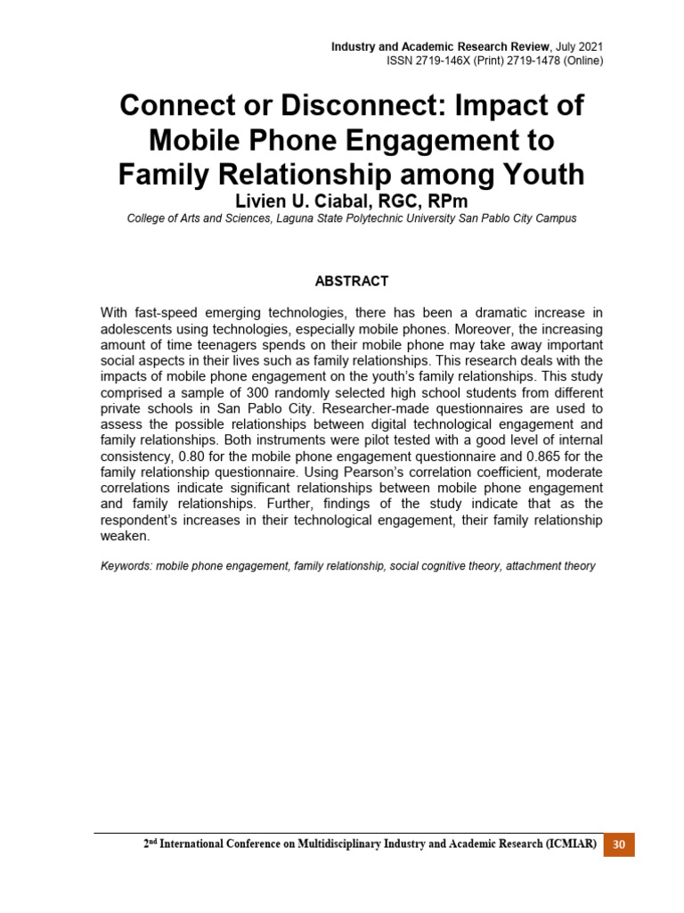 Impact of Mobile Phones on Family Ties | PDF