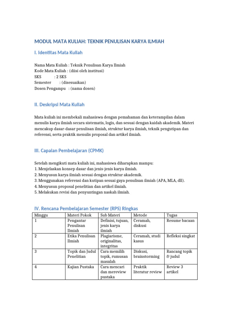 Modul Teknik Penulisan Karya Ilmiah | PDF