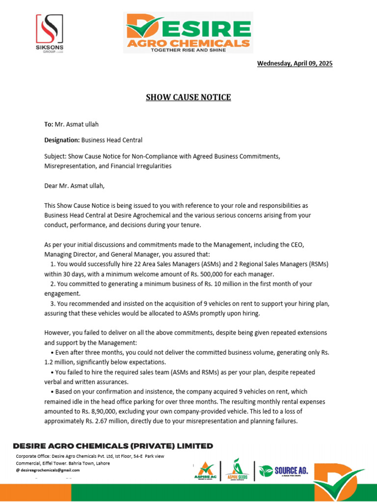 Asmat Ullah Sahib Show Cause | PDF | Justice | Crime & Violence