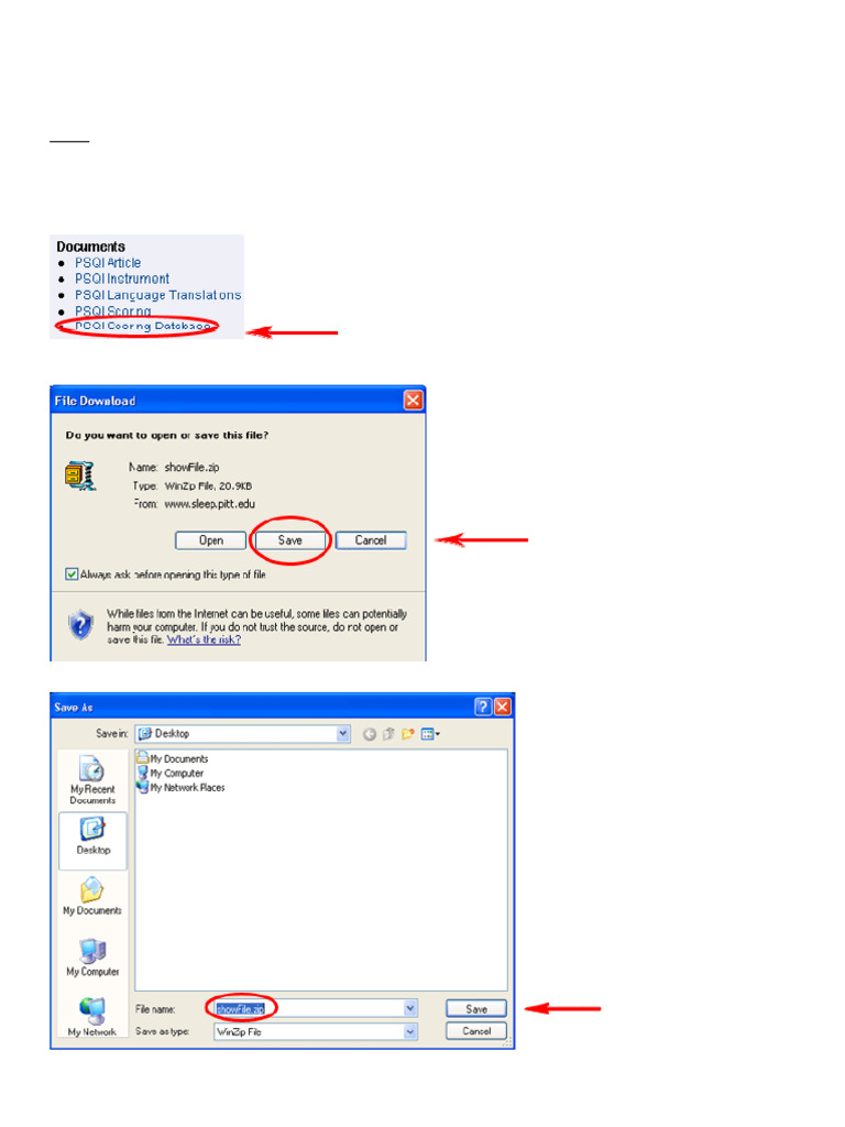 Downloading PSQI Scoring Database Guide | PDF