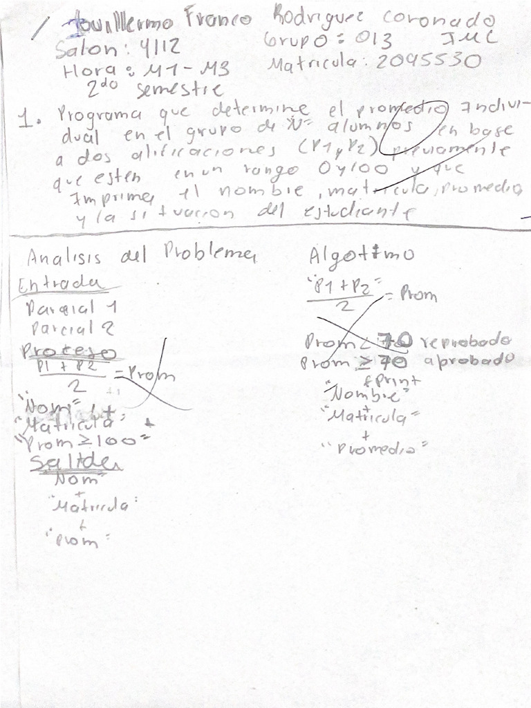 Examen Medio Curso Programación Estructurada | PDF