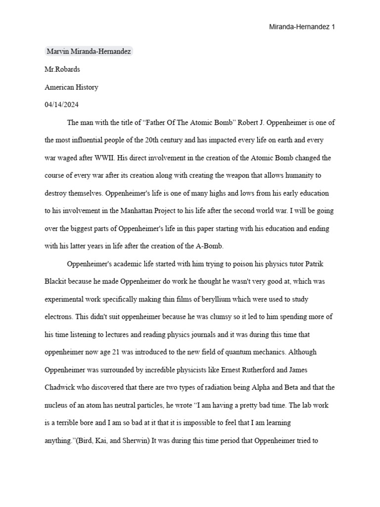 Oppenheimer Research Paper | PDF | Physics | Physical Sciences