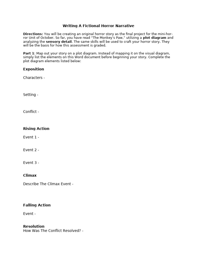 Horror Story Assessment | PDF | Plot (Narrative) | Linguistics
