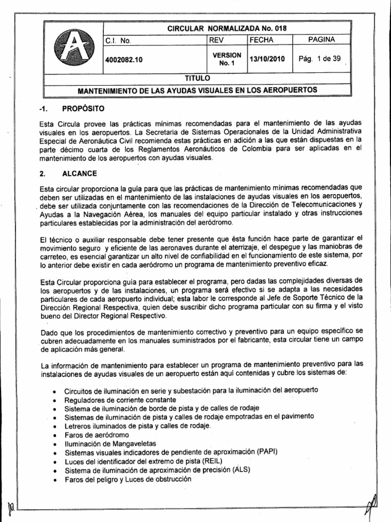 Circular de Mantenimineto 018 | PDF