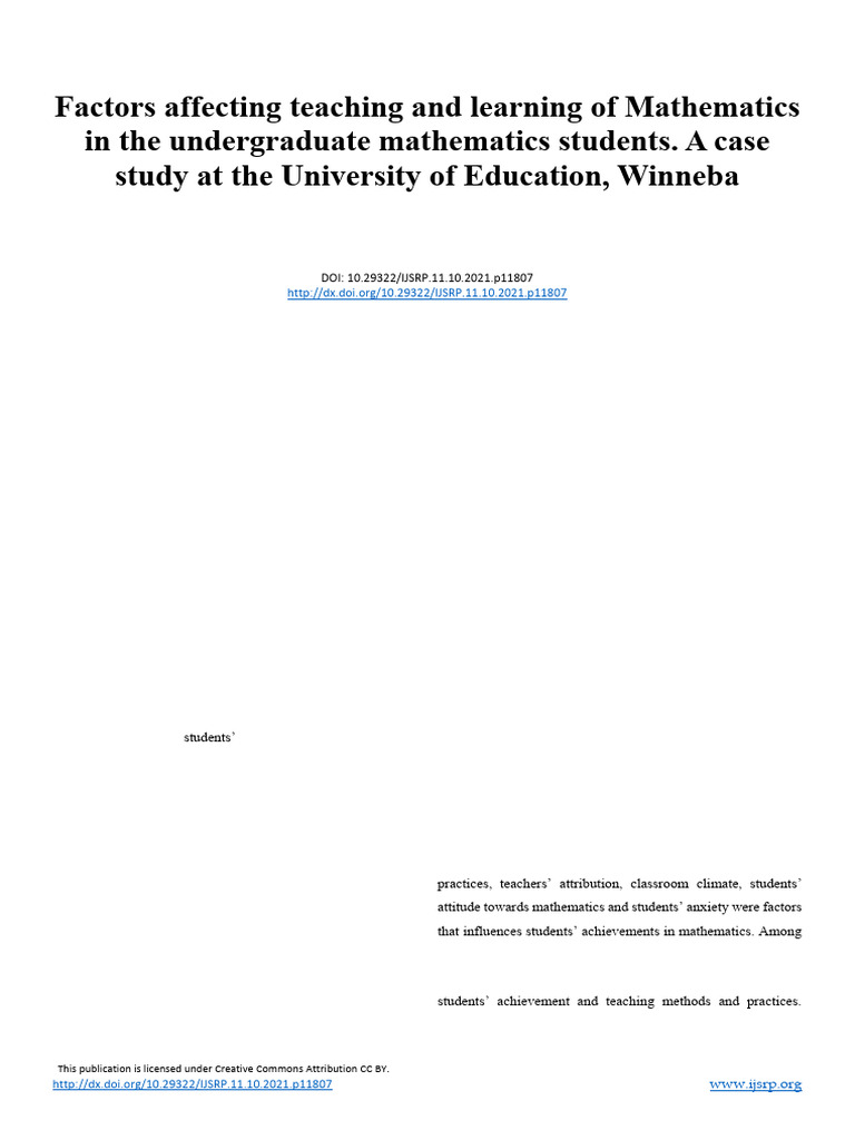 Factors Influencing Mathematics Learning | PDF | Mathematics ...
