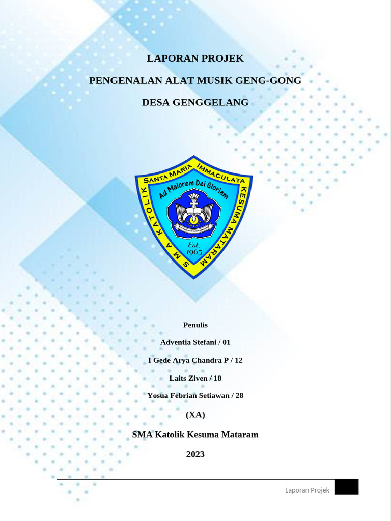 LAPORAN PROJEK. Kelompok 1 | PDF