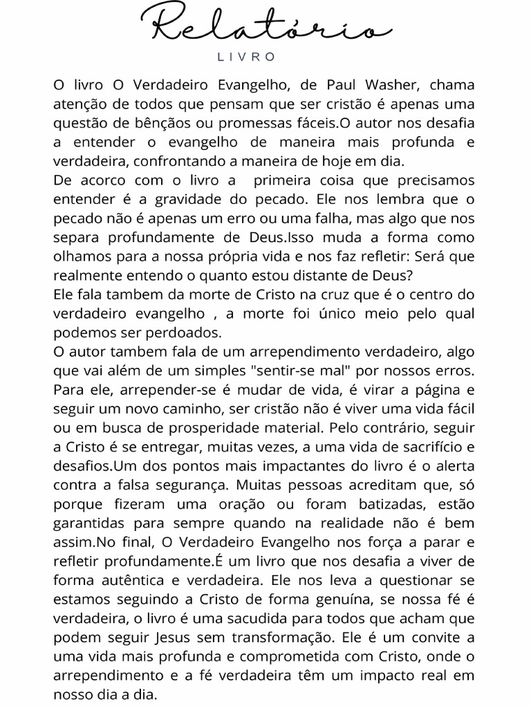 Relatório livro | PDF