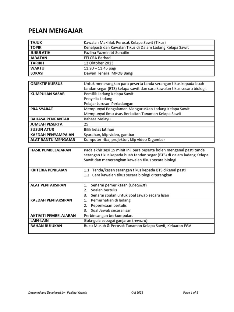 Option01. TTT Session Plan and Slides - Fazlina Yazmin | PDF