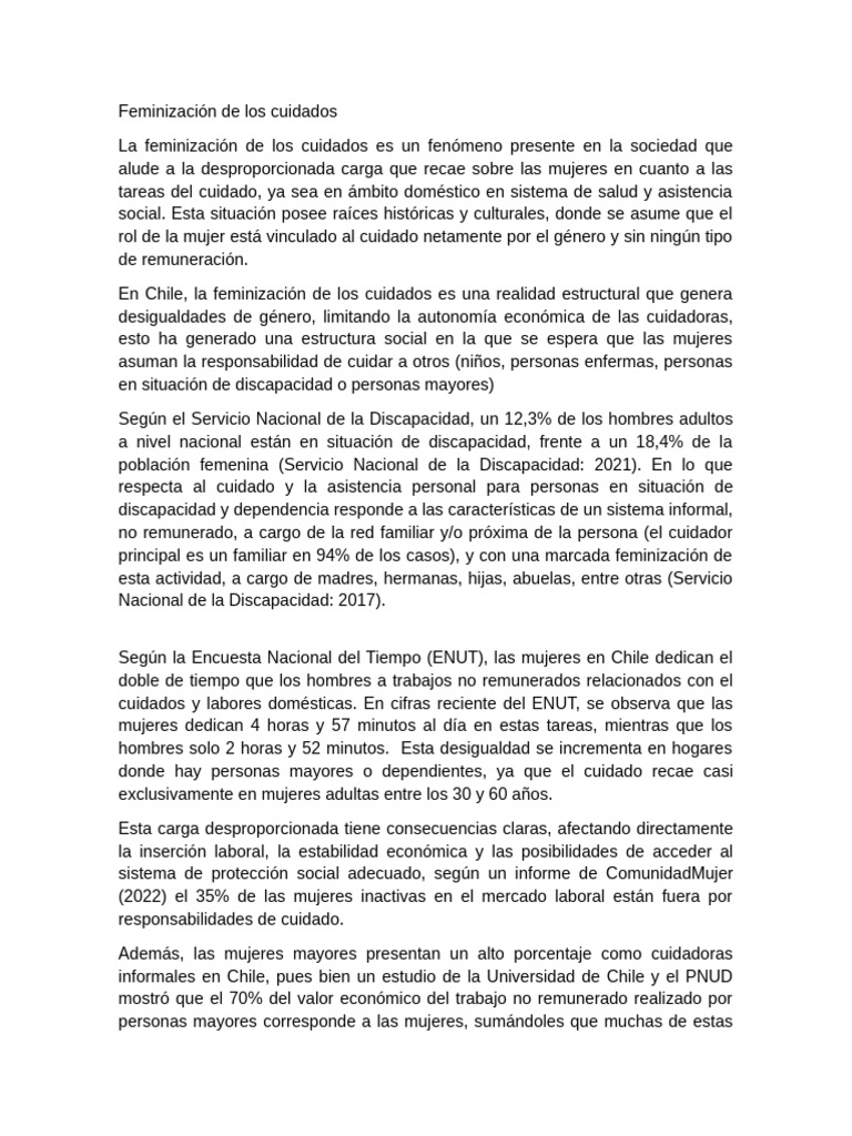 Feminización de Los Cuidados | PDF | Vejez | Igualdad de género