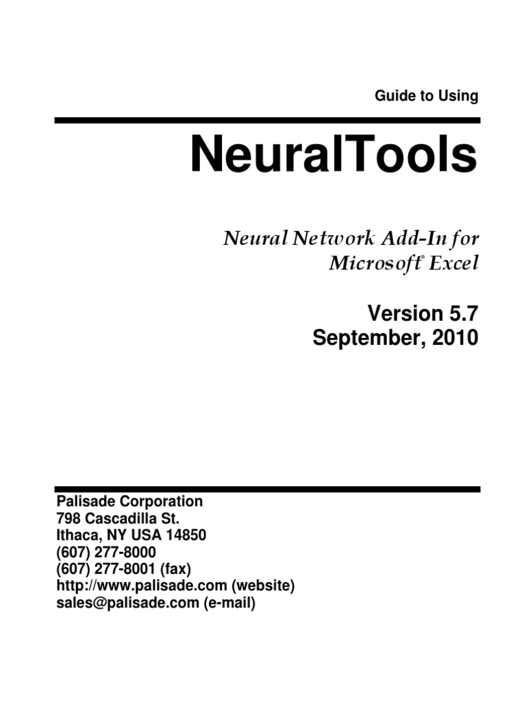 Neural Tools 5 en | PDF | Microsoft Excel | Artificial Neural Network