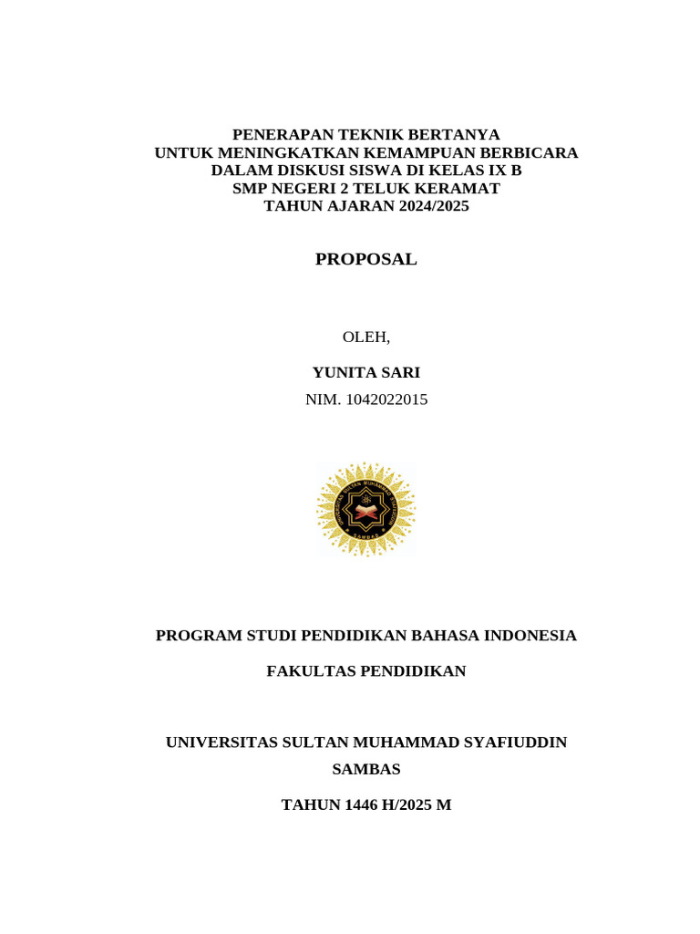 Proposal Yunita | PDF
