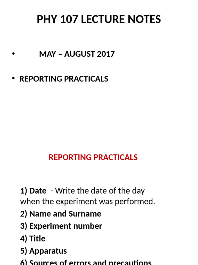PHY 107 LECTURE Presentation-1 | PDF | Observational Error | Significant Figures