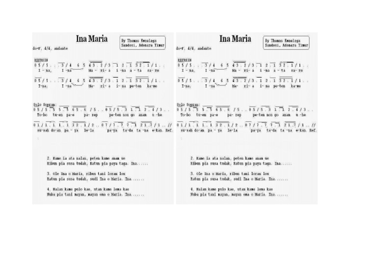 Teks Lagu Ina Maria | PDF
