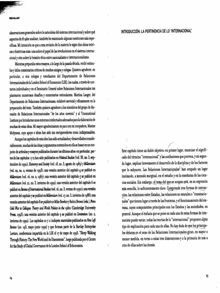 Fred Halliday | PDF | Relaciones Internacionales | Estado (política)