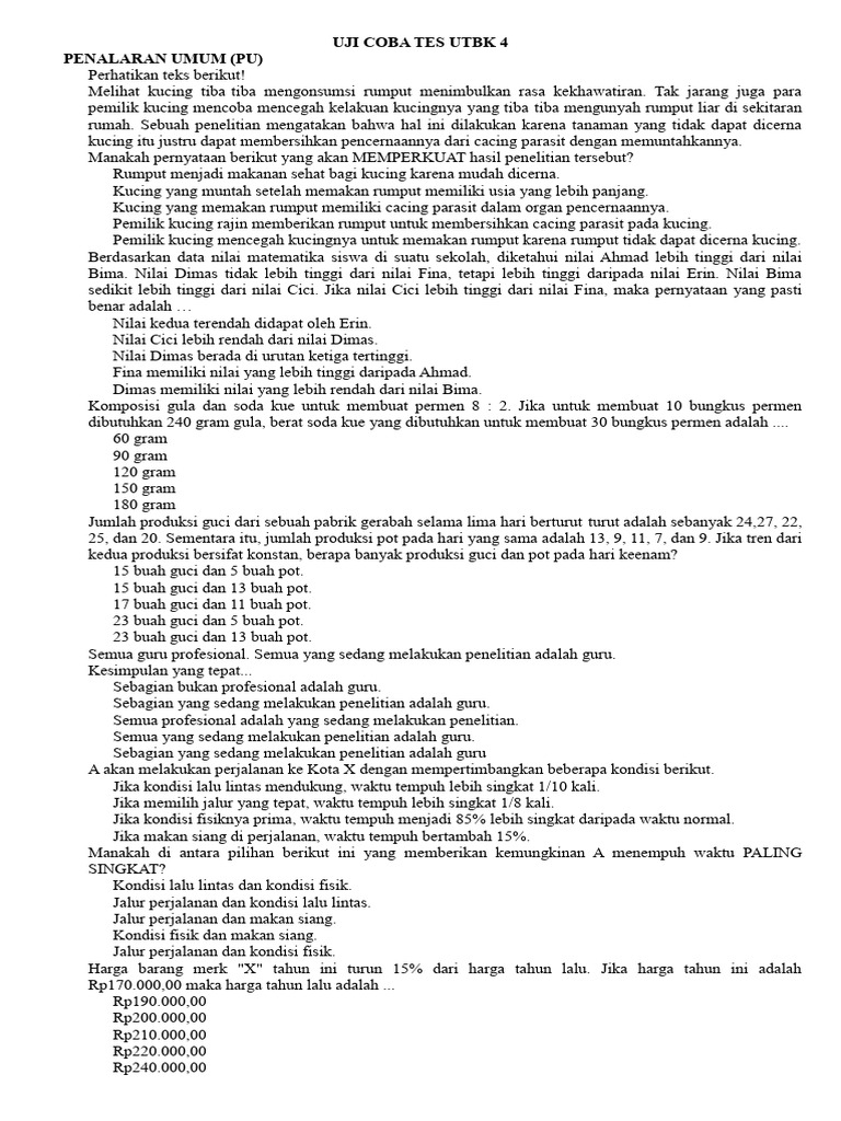 UJI COBA TES UTBK 4 | PDF