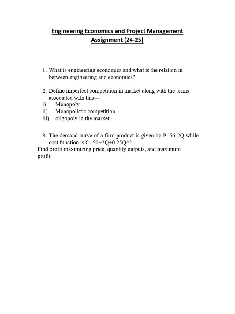 Engineering Economics and Project Management Assignment | PDF
