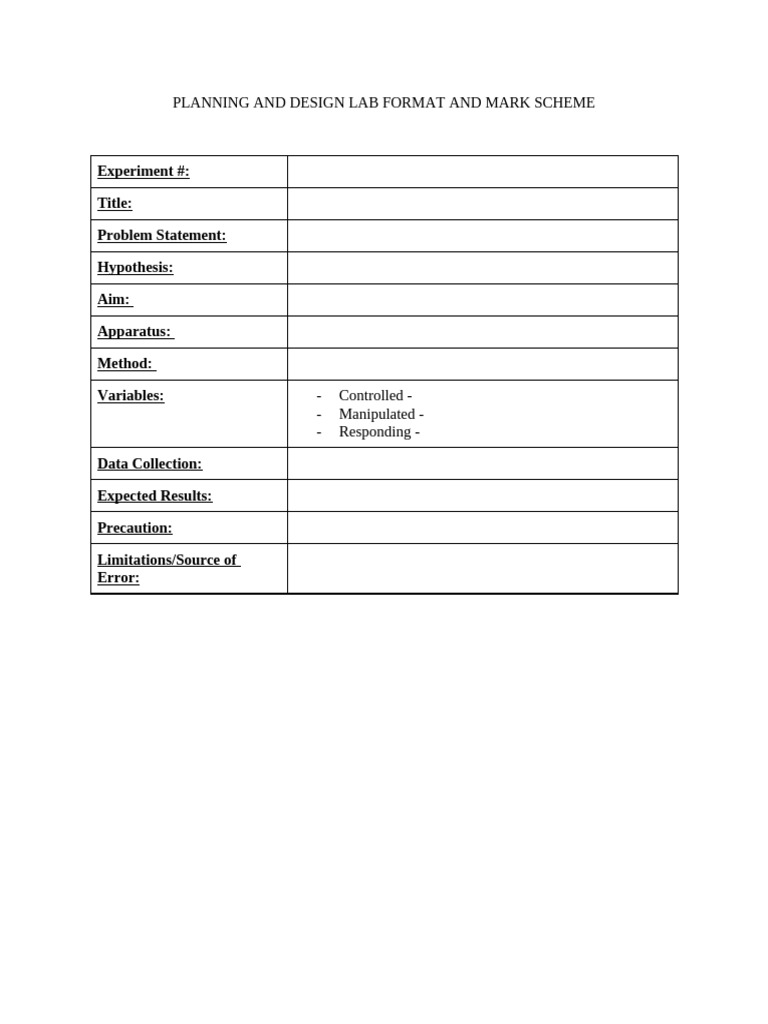 6B PLANNING AND DESIGN LAB FORMAT AND MARK SCHEME | PDF