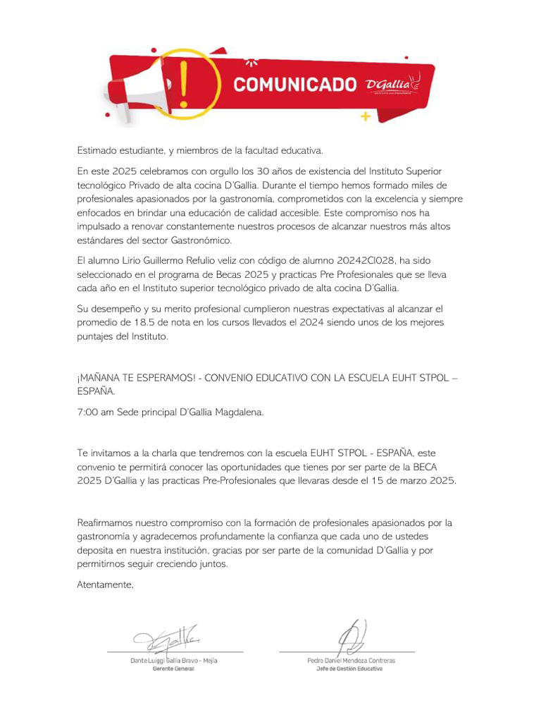Comunicado Importante | PDF
