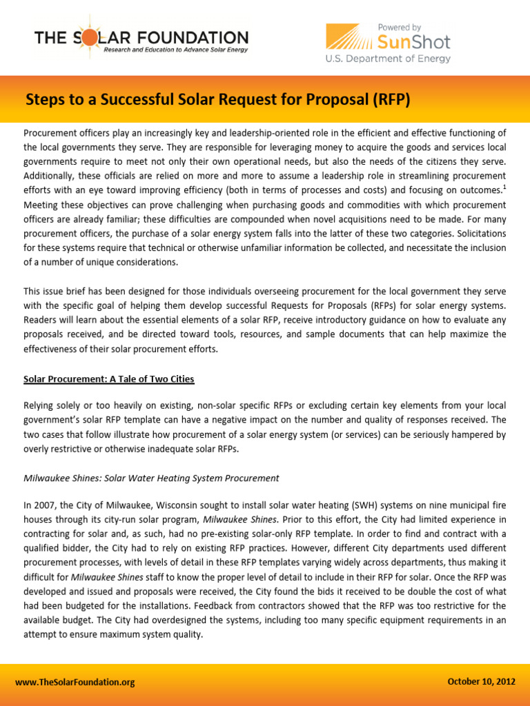 Steps To A Successful Solar Request For Proposal (RFP) | PDF ...