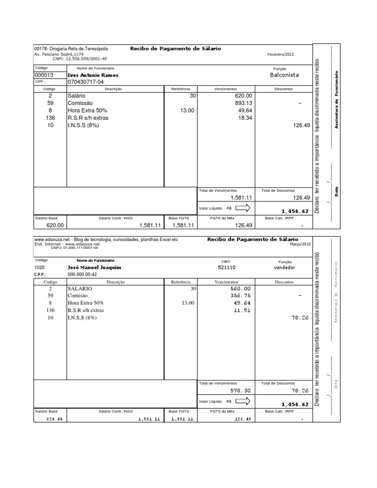 Contra Cheque | PDF | Negócios