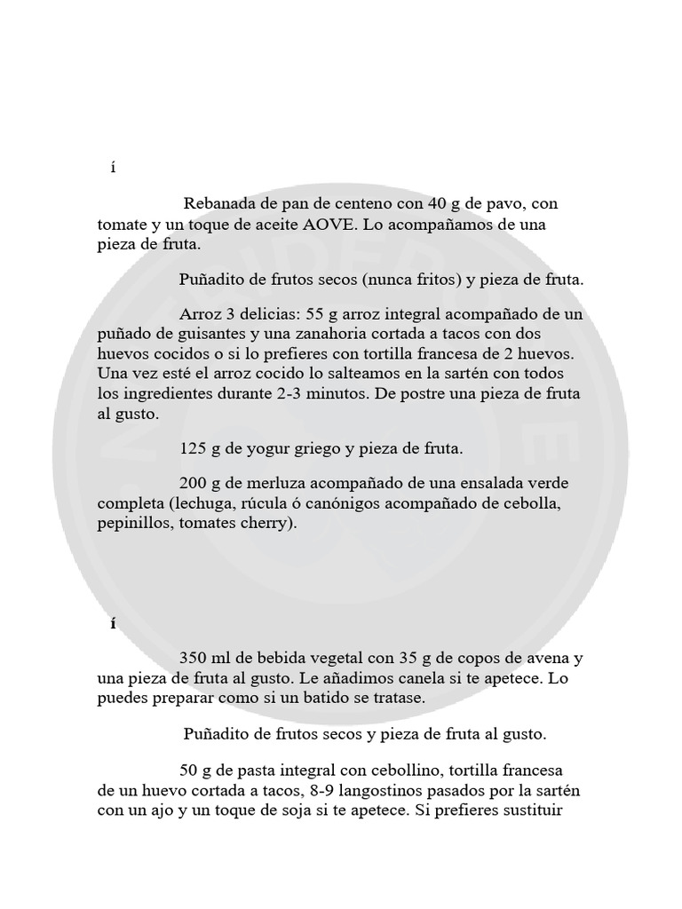 Adri Fase 2 Dieta | PDF | ensalada | Panes