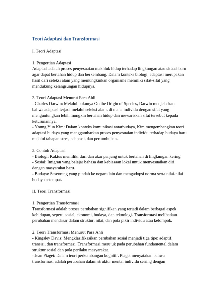 Teori Adaptasi dan Transformasi | PDF