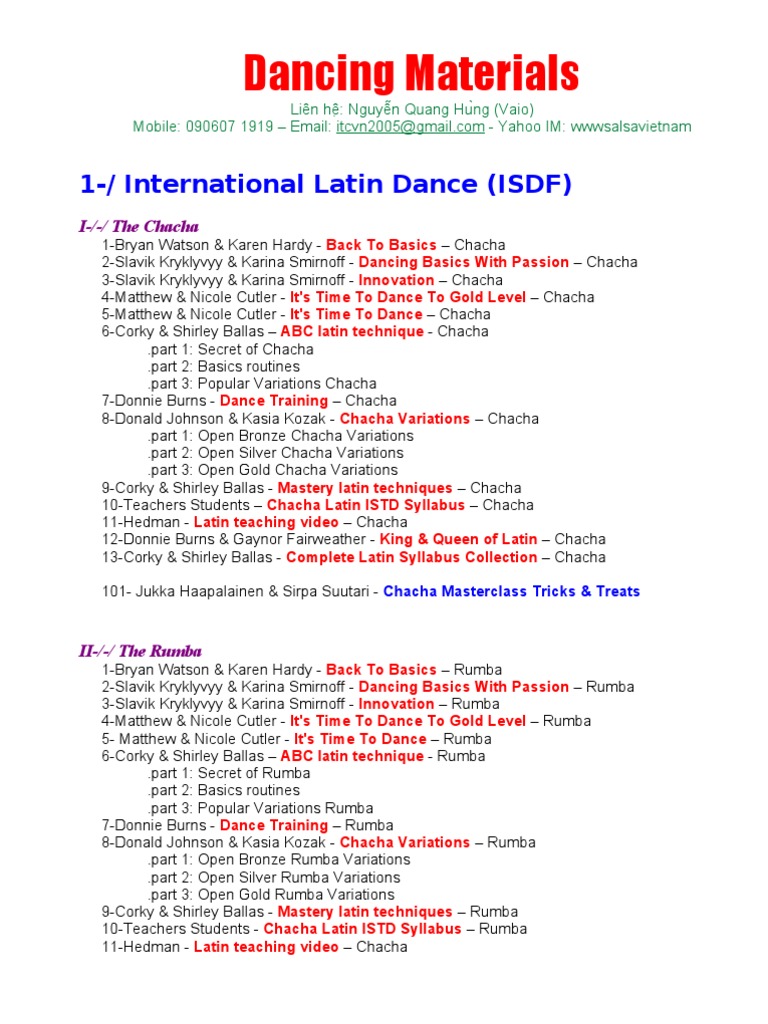 Latin and Ballroom Dance Materials | PDF | Dances | Musical Subgenres