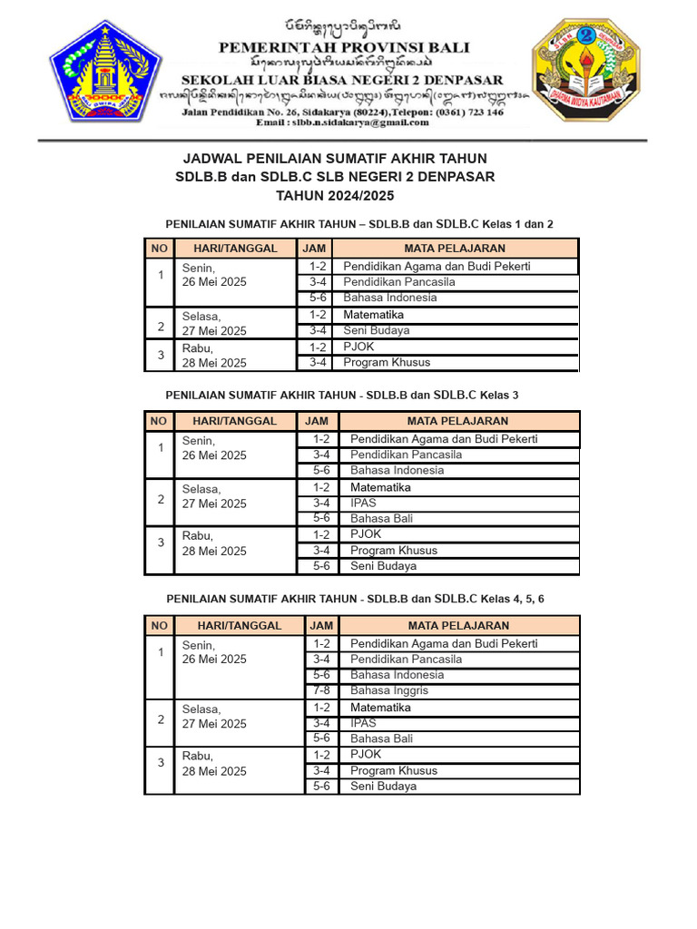 Jadwal Psat TP 2024-2025 | PDF