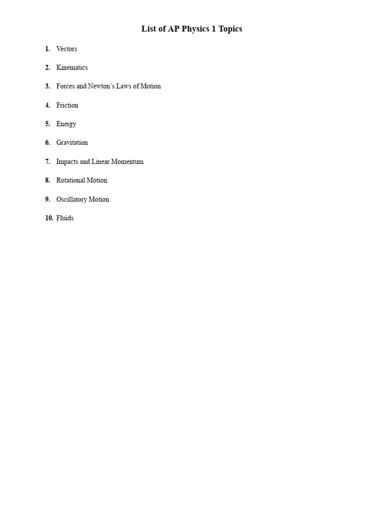 List of AP Physics 1 Topics | PDF