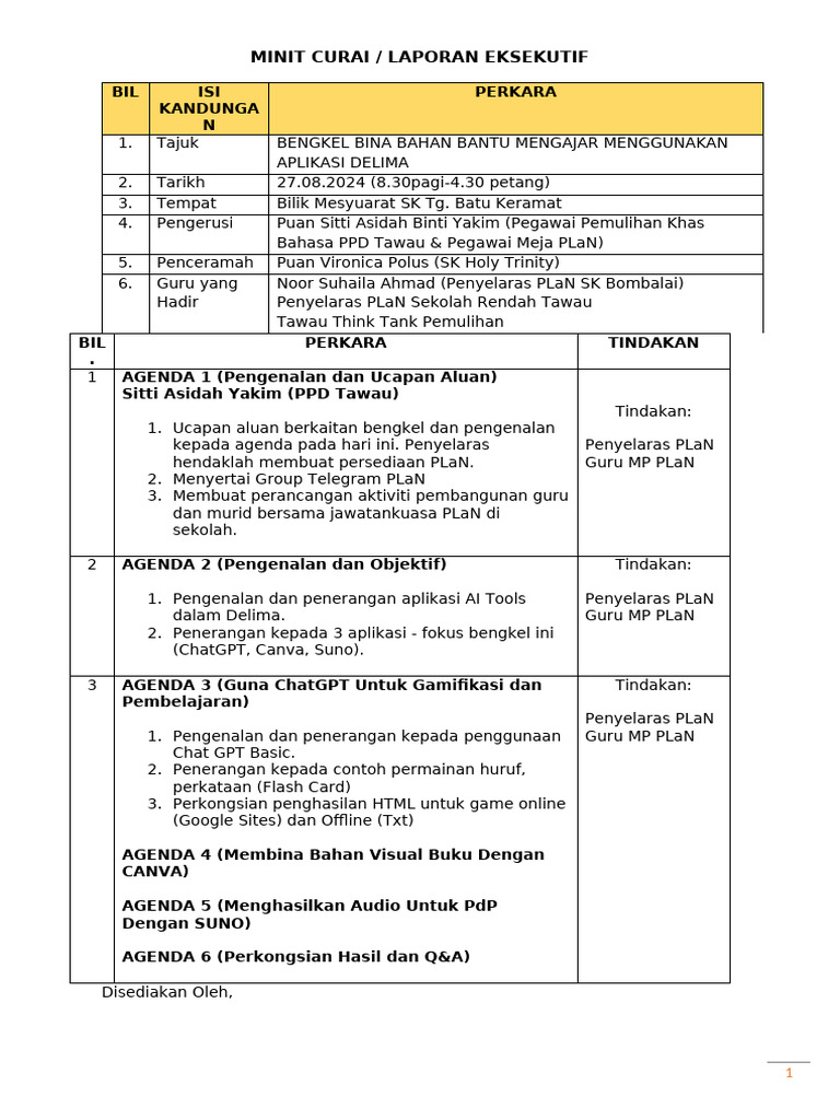 Minit Curai Bengkel BBM Plan | PDF
