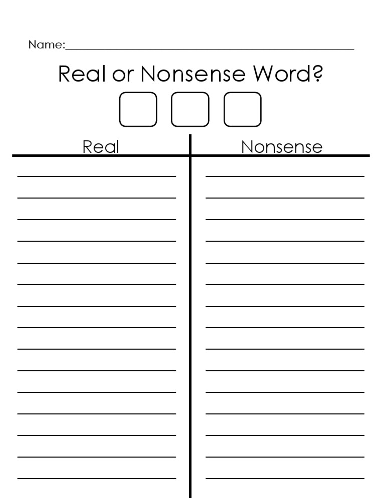 Real vs. Nonsense Word Assessment | PDF
