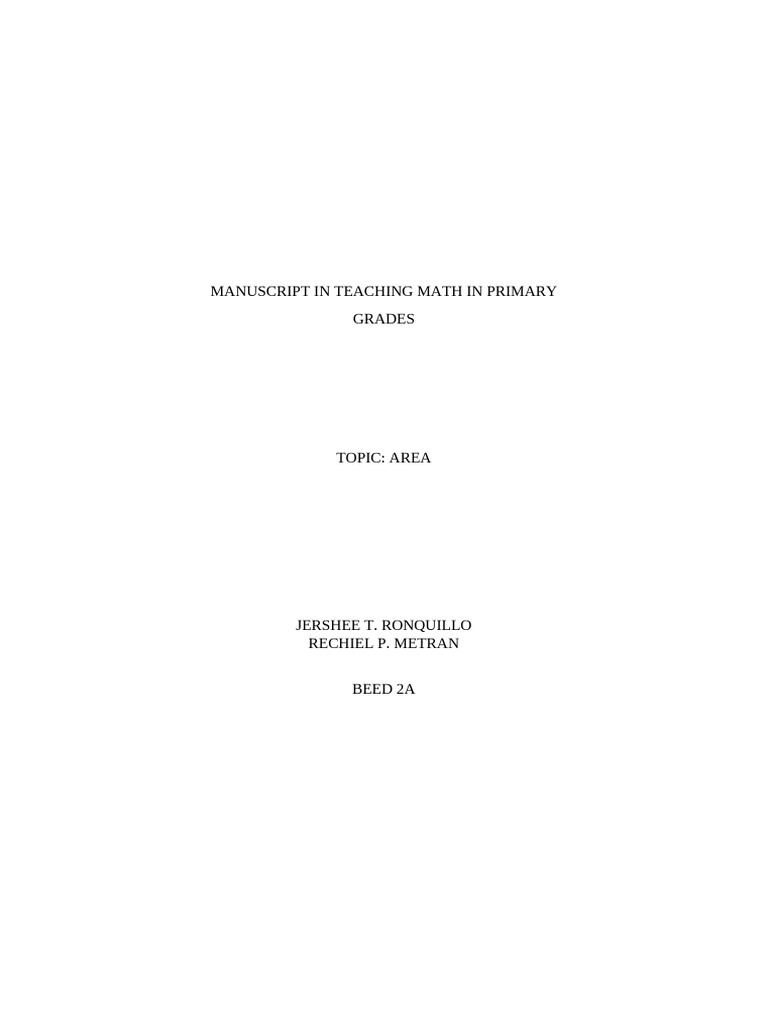 Manuscript in Teaching Math in Primary | PDF