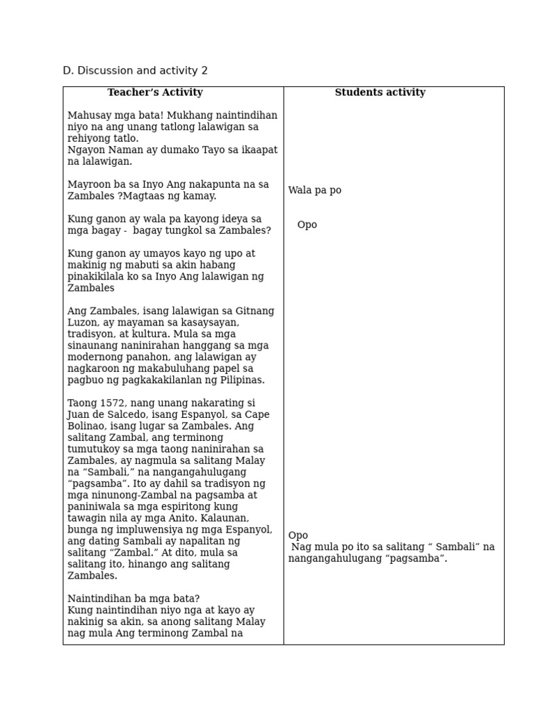 D. Discussion and Activity | PDF