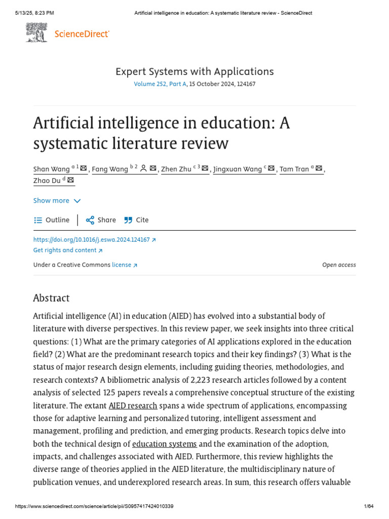 Artificial Intelligence in Education: A Systematic Literature Review ...