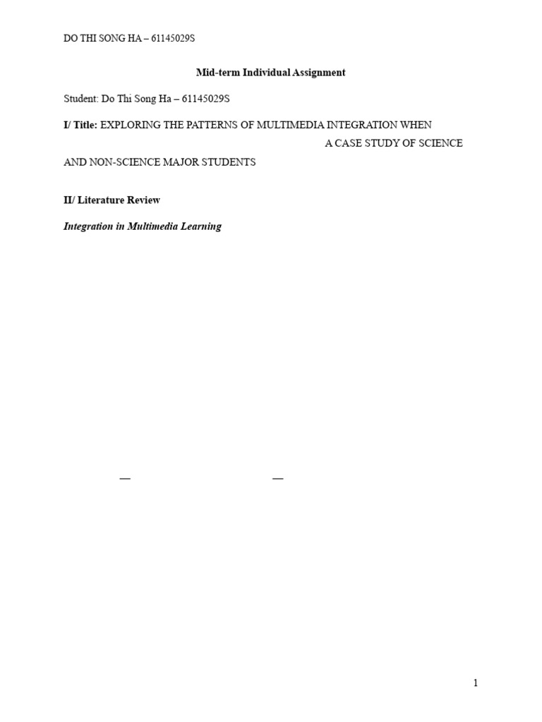 Individual Assignment - Exploring The Patterns of Integration Multimedia On Processing and ...