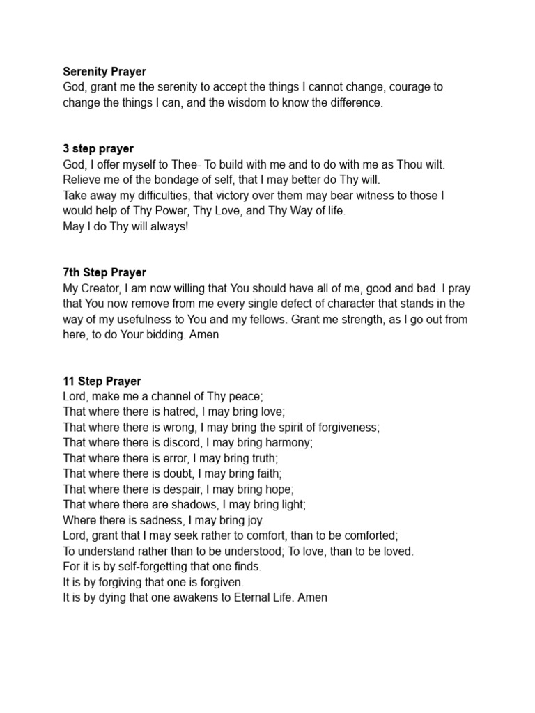 Powerful Serenity and 11 Step Prayers | PDF