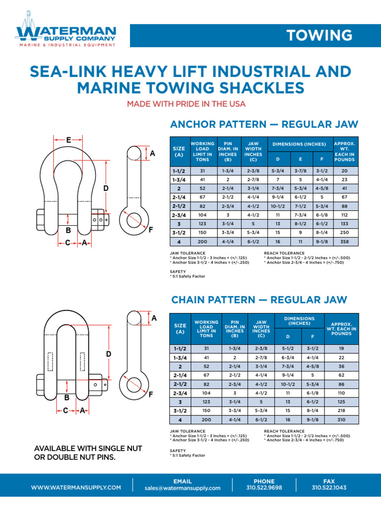 Towing Shackles Pricelist | PDF | Anchor | Water Transport