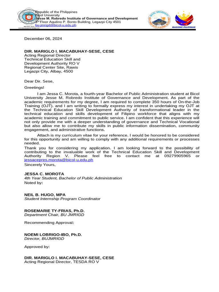 Application Letter - Docx MOROTA 1 | PDF