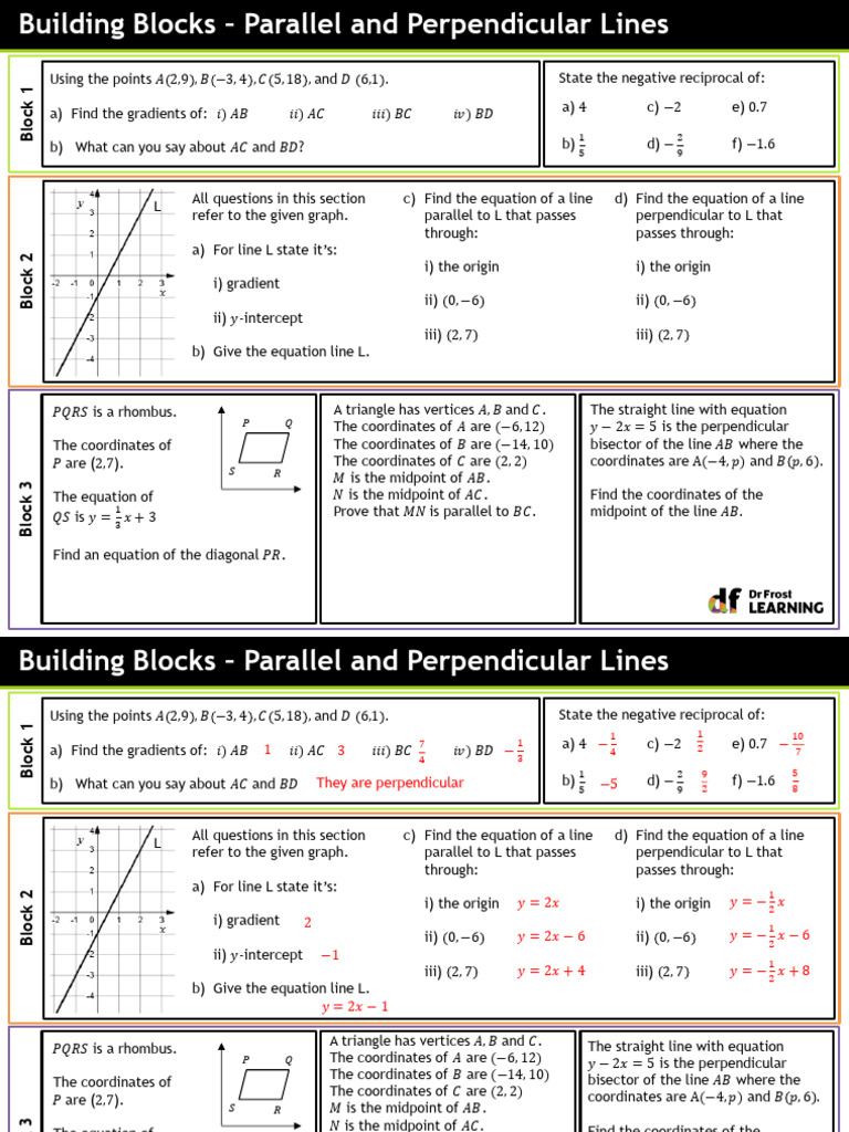Building Blocks - Parallel and Perpendicular Lines | PDF | Perpendicular | Line (Geometry)