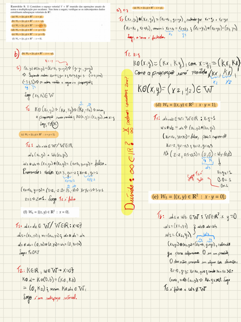 Lgebra Linear e Processos Din Micos - Lista 2 - Espa Os e Subespa Os Vetoriais | PDF