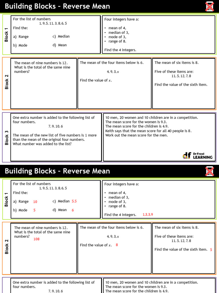 Building Blocks - Reverse Mean | PDF | Mean | Mathematical Analysis