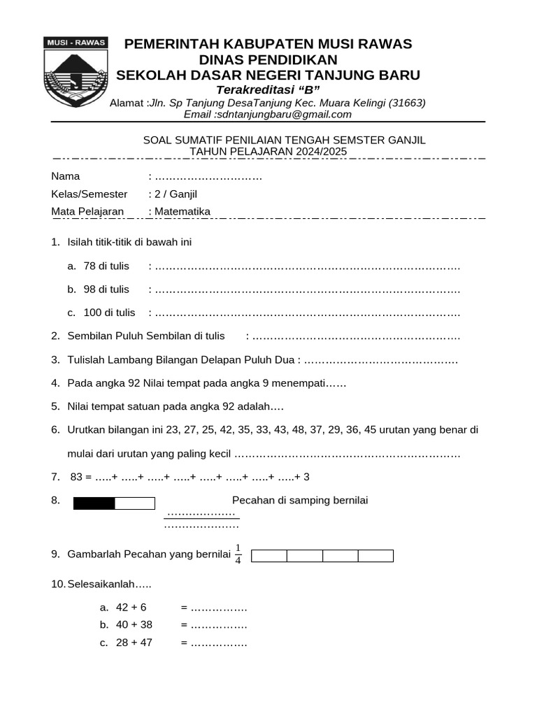 Soal PTS Kelas 2 Kurikulum Merdeka | PDF