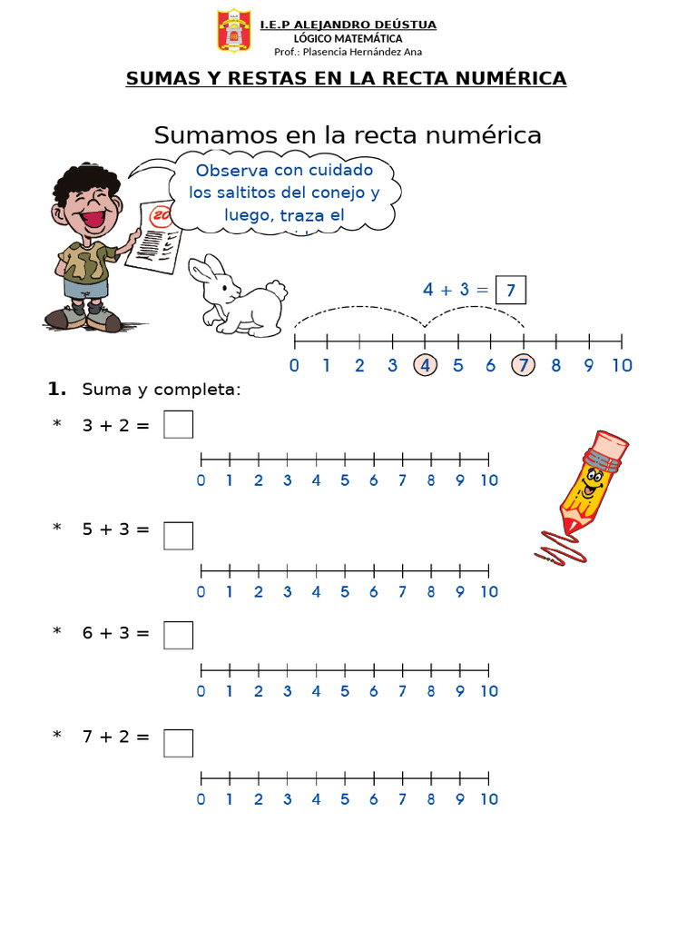 sumas y restas en la recta numerica | PDF