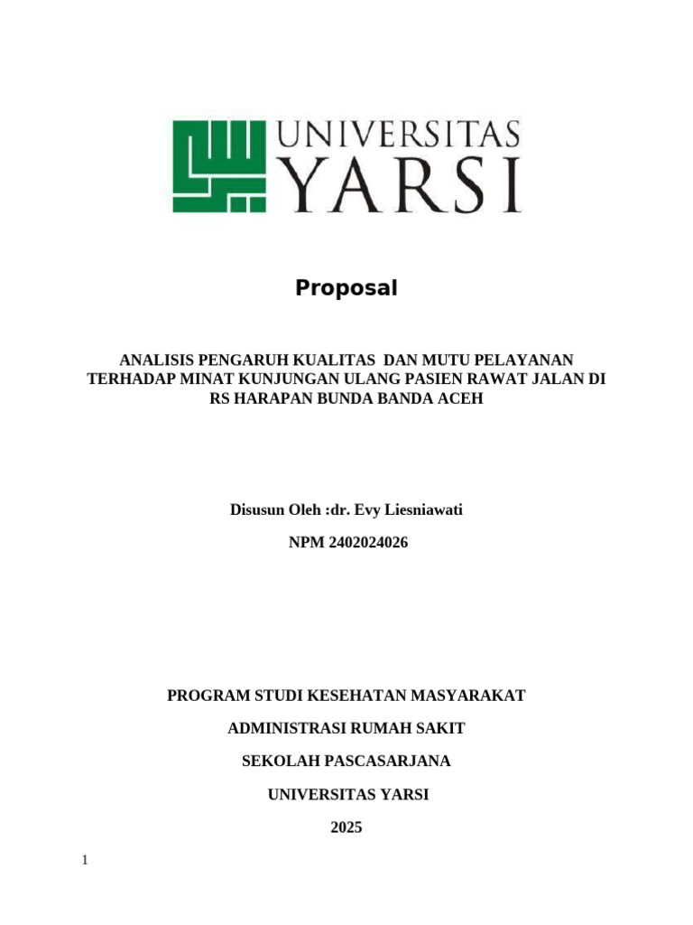 Tugas Metodologi Penelitian Draft Proposal-Dr. Evy Liesniawati | PDF