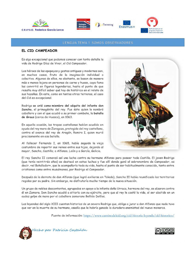Worksheet - EL CID LECTURA CORTA | PDF